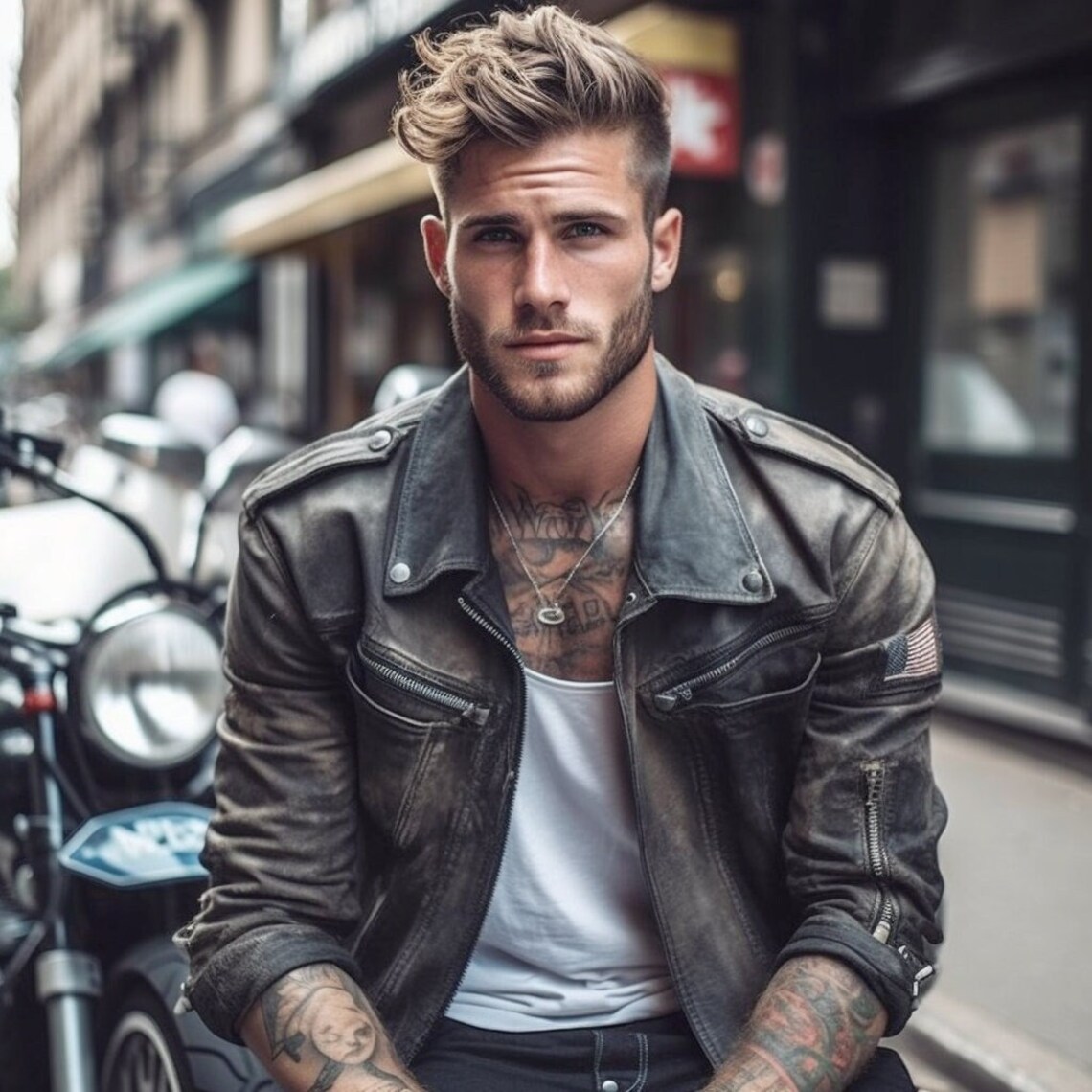 AI Male Model: Bad Boy Biker, Romance Novel Cover Model, AI Photography ...