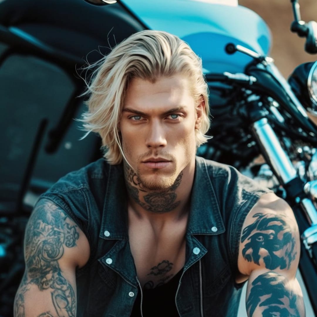 AI Male Model: Bad Boy Biker, Romance Novel Cover Model, AI Photography ...