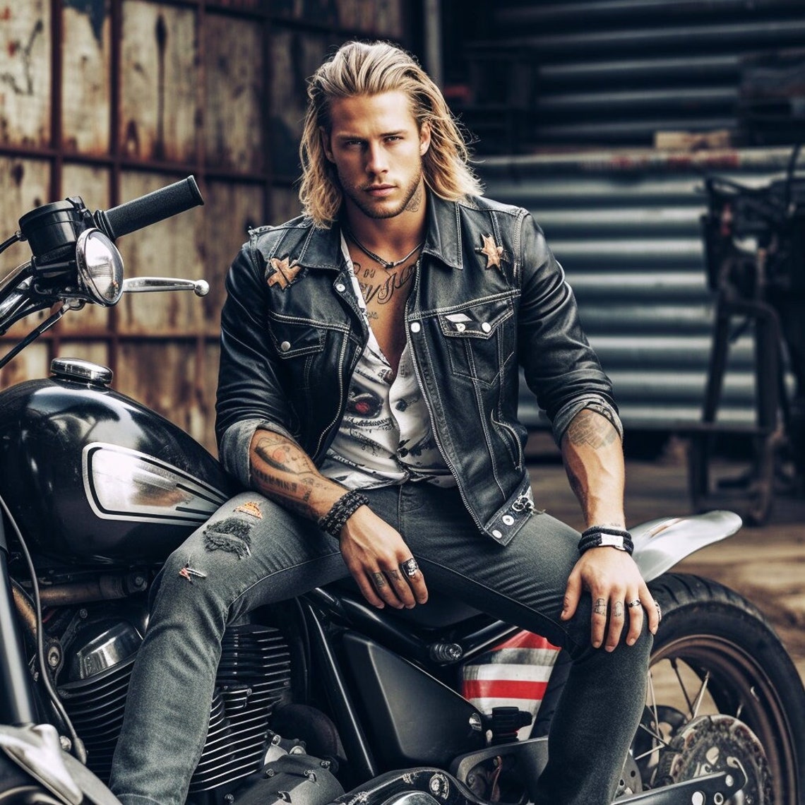 AI Male Model: Bad Boy Biker, Romance Novel Cover Model, AI Photography ...