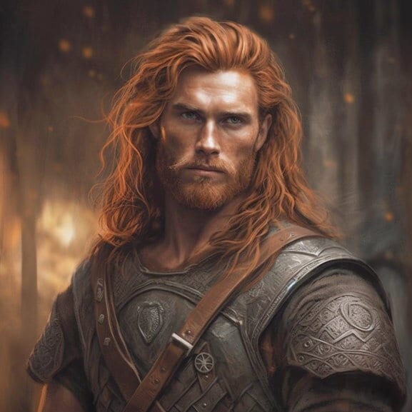AI Red Hair Male Viking Model: Hot Viking, Romance Novel Cover Model ...