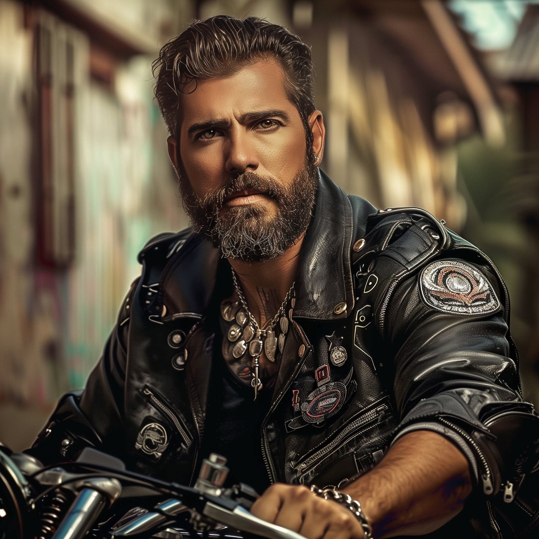 AI Male Model: Bad Boy Biker, Older Man, Romance Novel Cover Model, AI ...