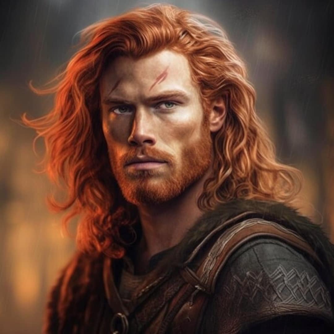 AI Red Hair Male Viking Model: Hot Viking, Romance Novel Cover Model ...