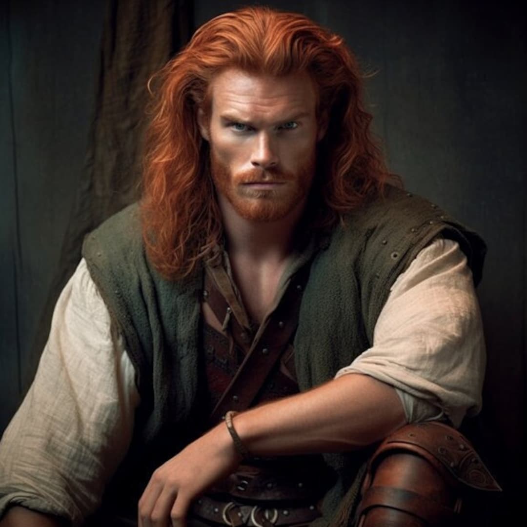 AI Red Hair Male Viking Model: Hot Viking, Romance Novel Cover Model ...