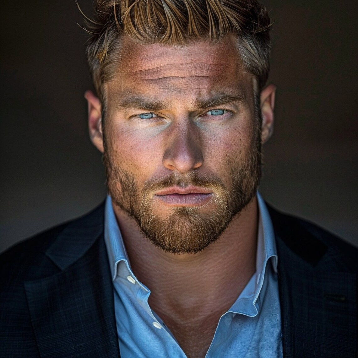 AI Male Model: Bad Boy Romance Model, Dirty Blonde Blue Eyes, Wearing ...