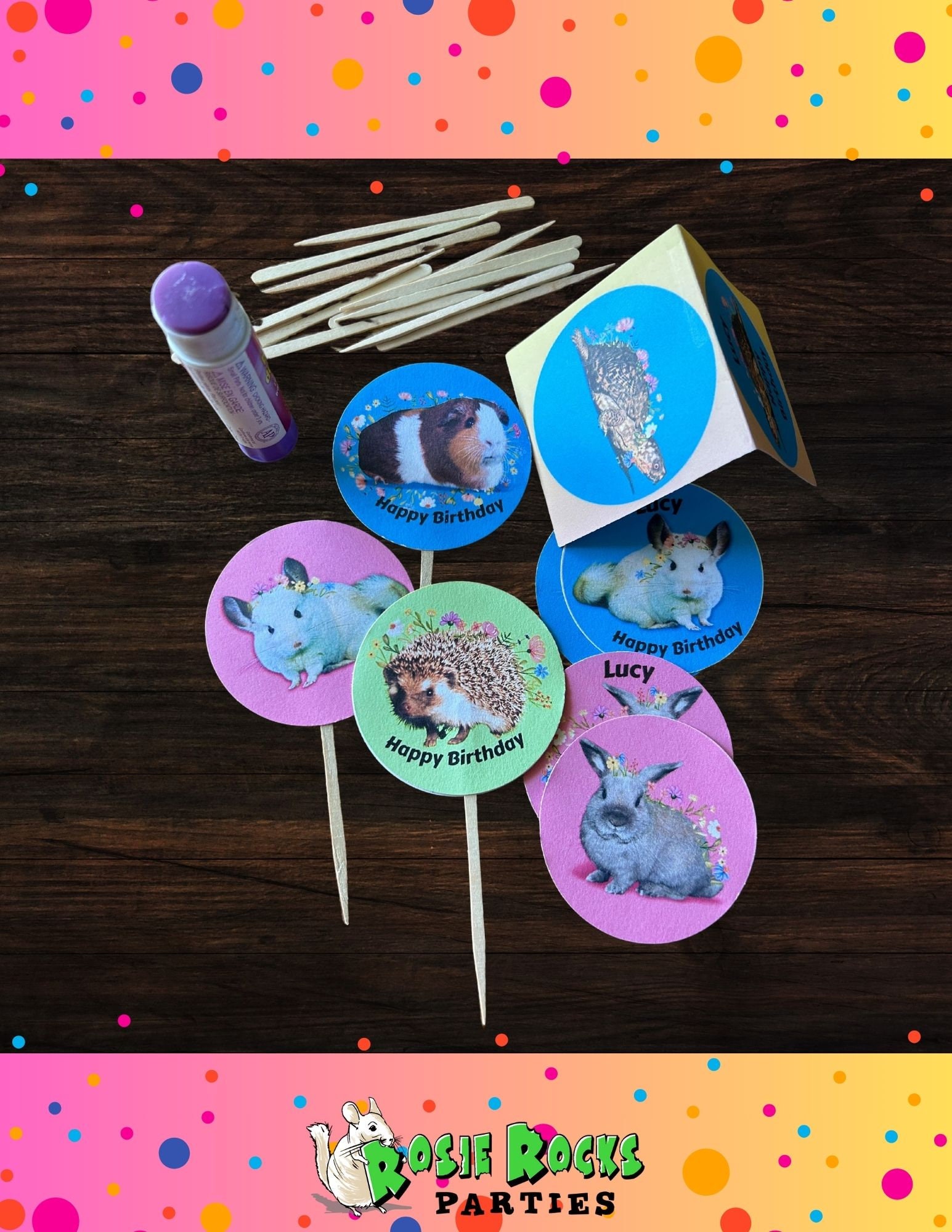 Cupcake Toppers Flower Critter Party Animals Wild One Zoo Cuddly ...