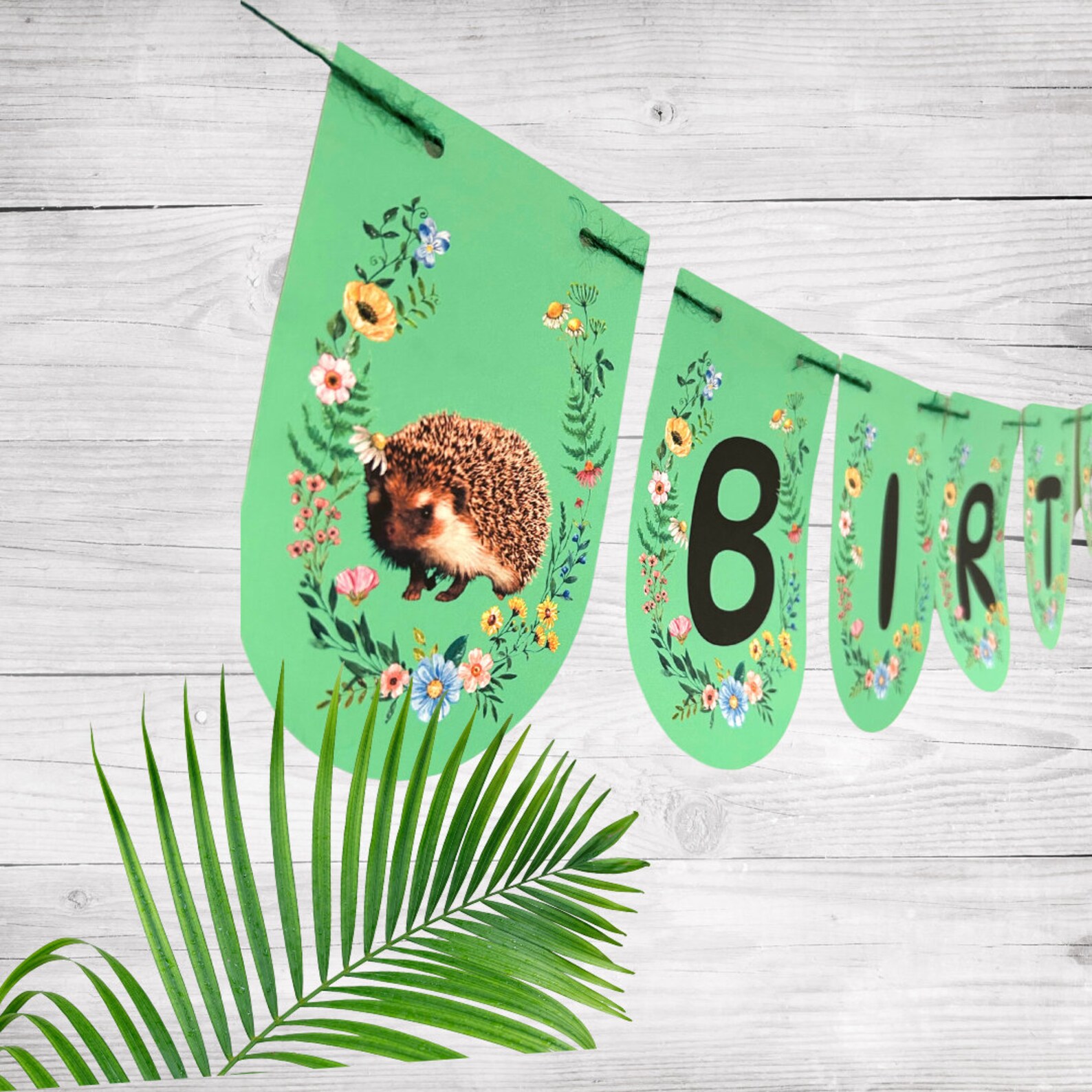 Happy Birthday Banner Party Animals Hedgehog Ferret Rabbit Chicks ...