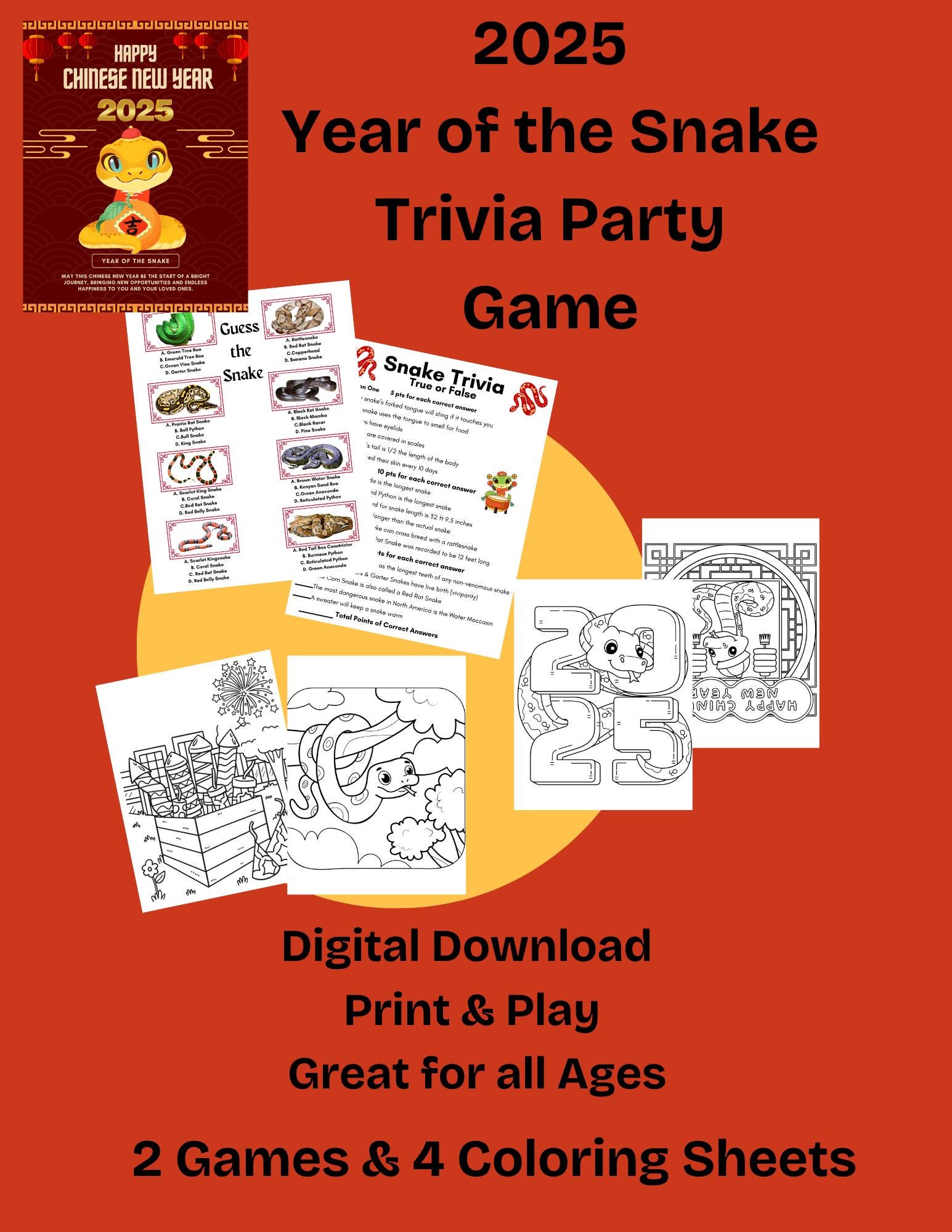 Snake Trivia, Year of the Snake, Chinese New Year Party, Snake Party ...