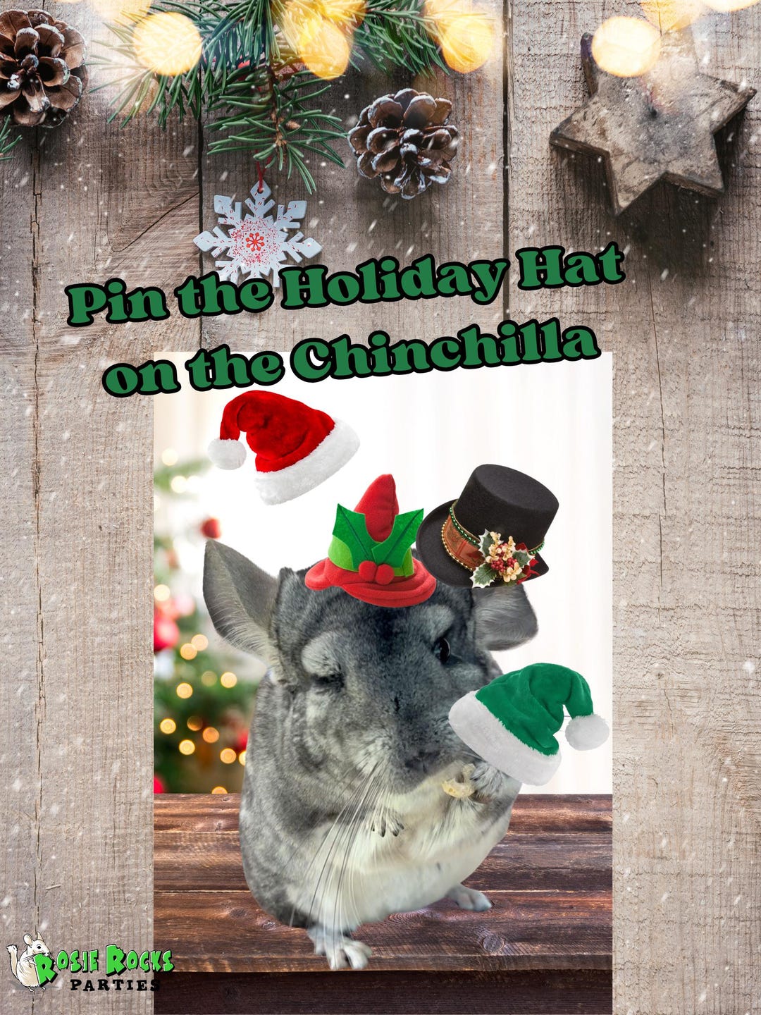 Pin the Holiday Hat on the Chinchilla, Party Game, Printable Game ...