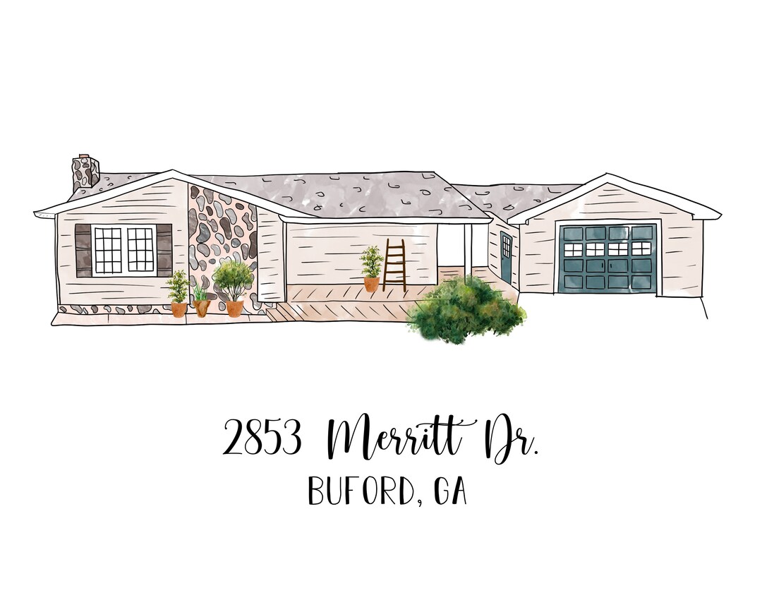 Custom House Watercolor Digital Drawing - Etsy