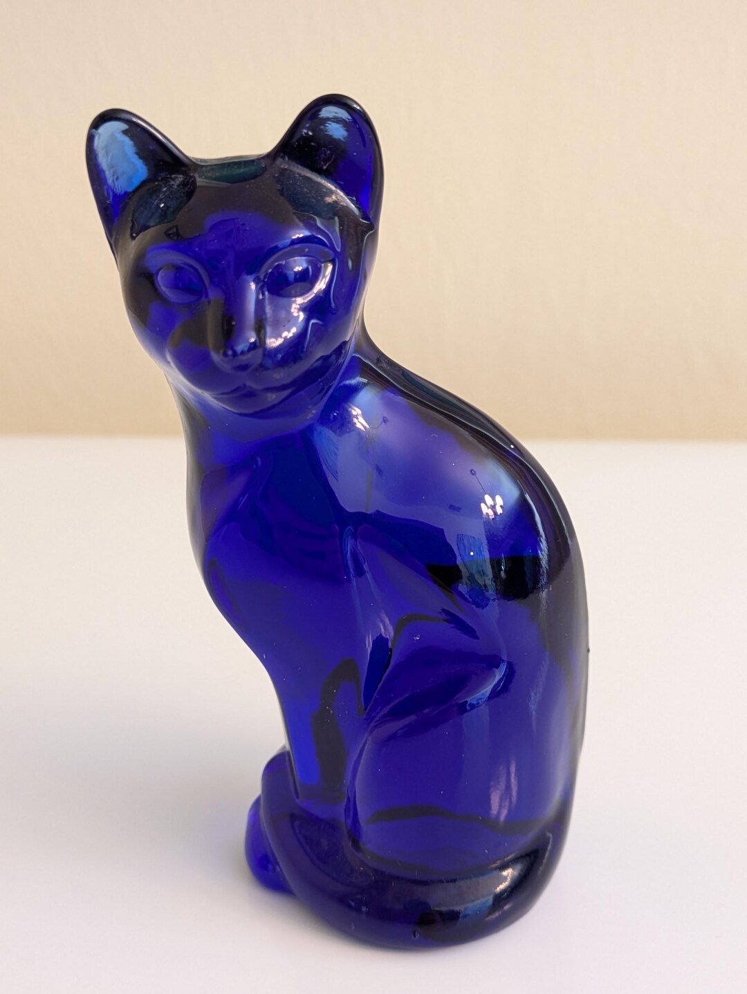 Vintage Cobalt Blue Glass Cat - Etsy