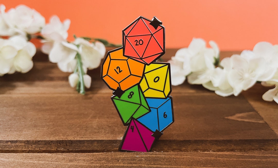 B Grade Rainbow Dice Set Enamel Pin | Dungeons and Dragons Pin | DND ...