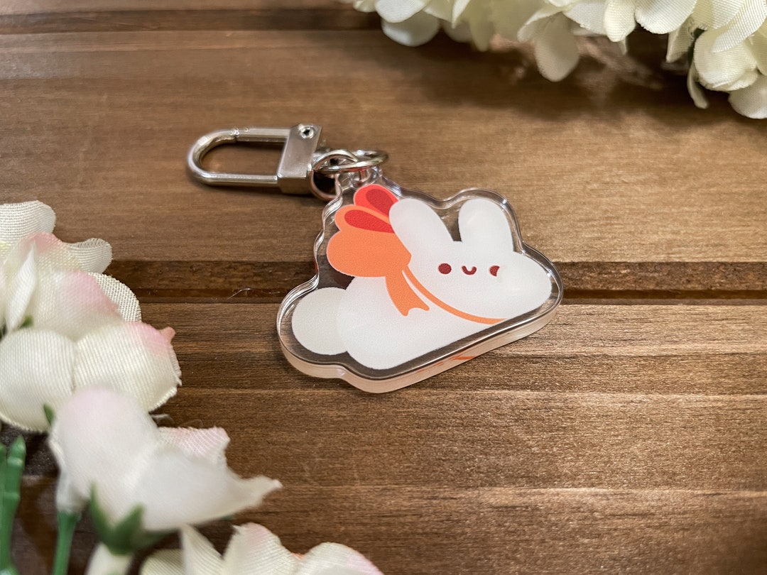 Bunny Acrylic Charm | Acrylic Bunny With Bow Keychain | White Rabbit ...