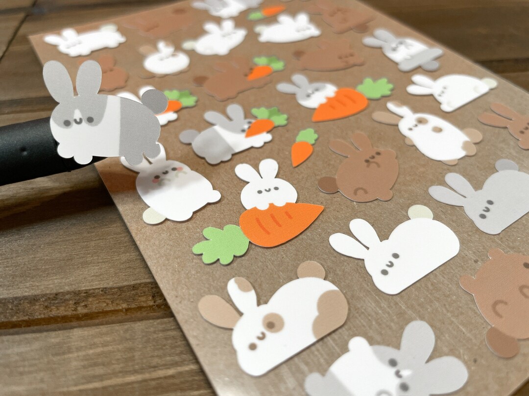 Double Bunny Sticker Sheet Cute Bunny Sticker Sheet Matte Bunny ...