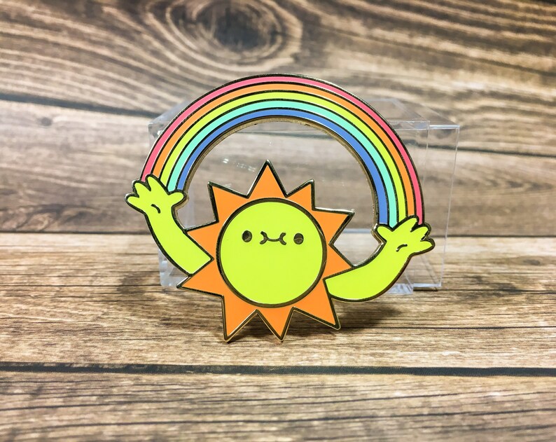 Sun and Rainbow Enamel Pin | Cute Sun Enamel Pin | Sun Enamel Pin ...