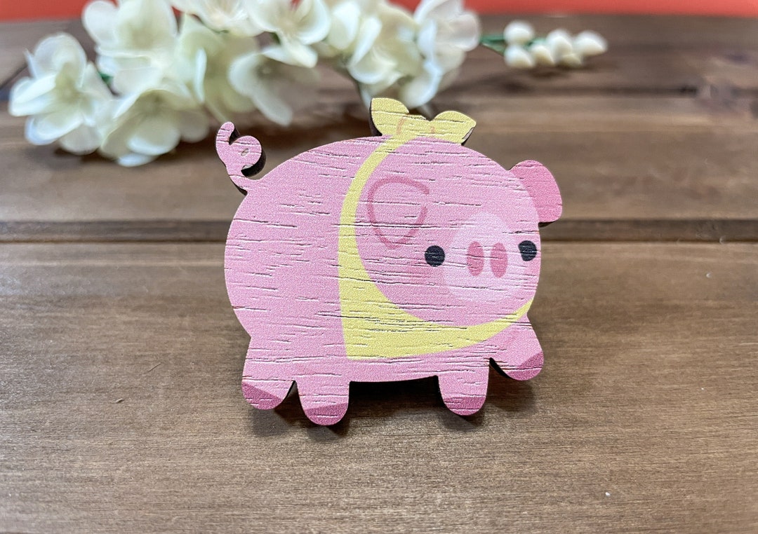 Pig Wooden Magnet | Wood Magnet | Farm Animal Magnet | Walnut Wooden ...