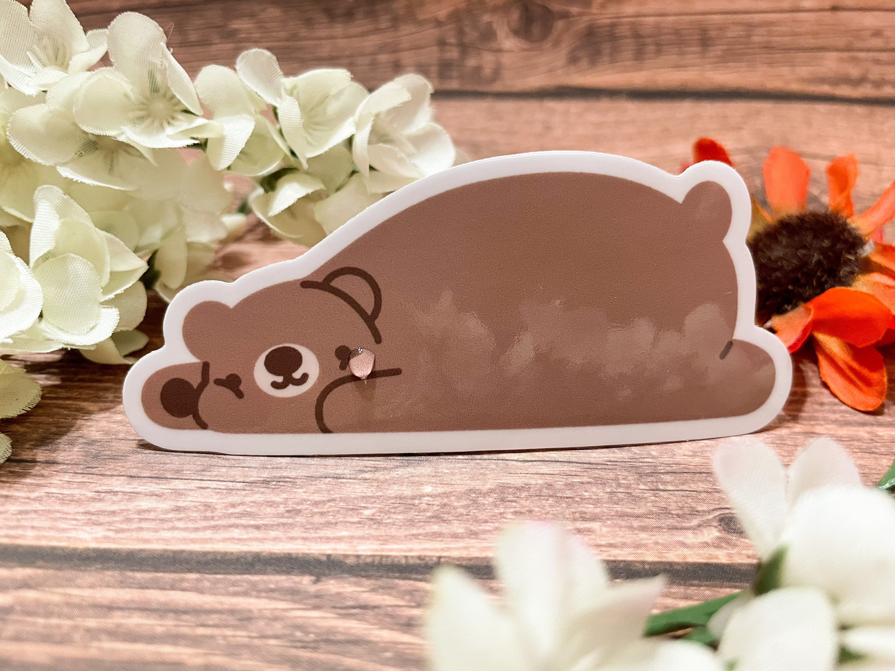 Lounging Bear Vinyl Sticker Cute Bear Sticker Cottage Core - Etsy