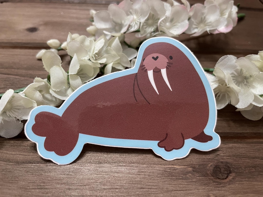 Walrus Vinyl Sticker | Cute Walrus Vinyl Sticker | Sea Cow Waterproof ...