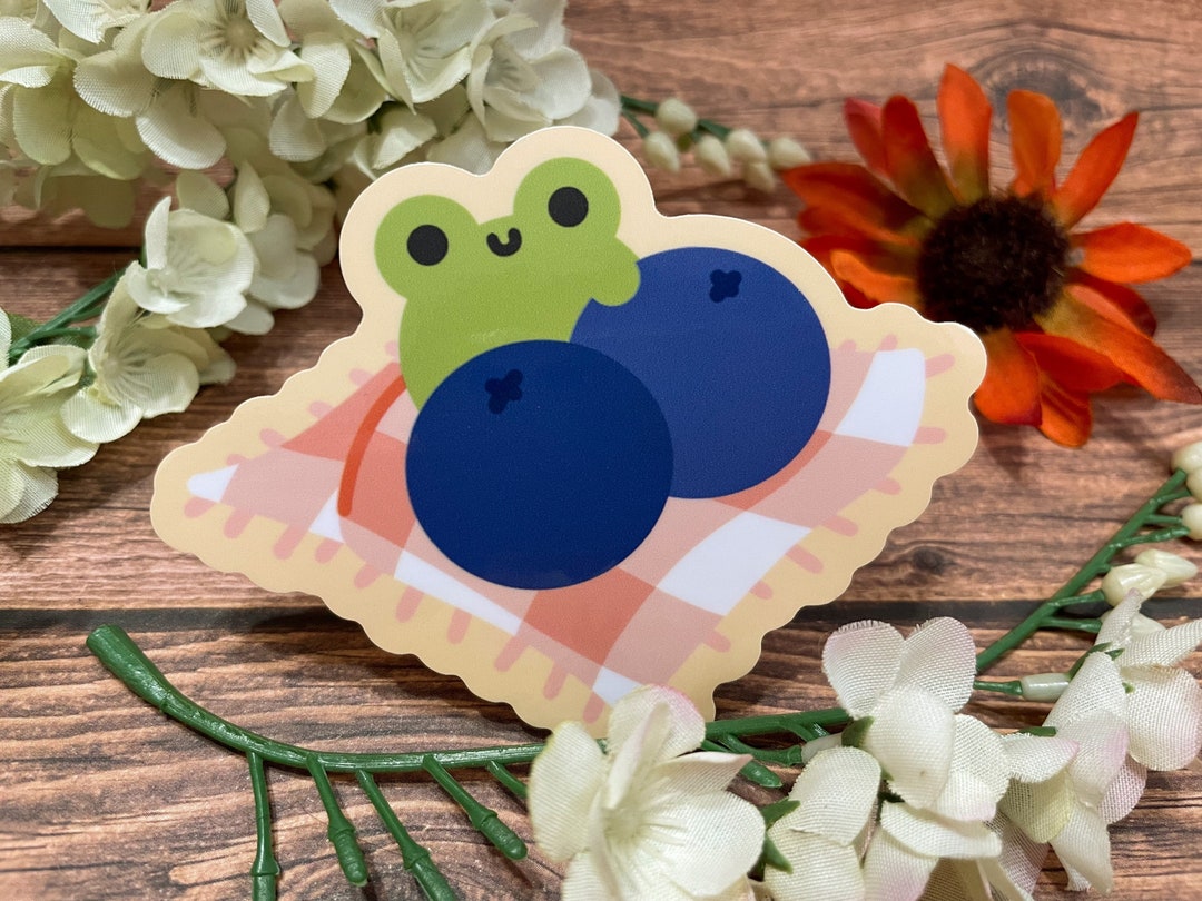 Blueberry Frog Frog Vinyl Sticker Cute Frog Sticker Cottage Core ...