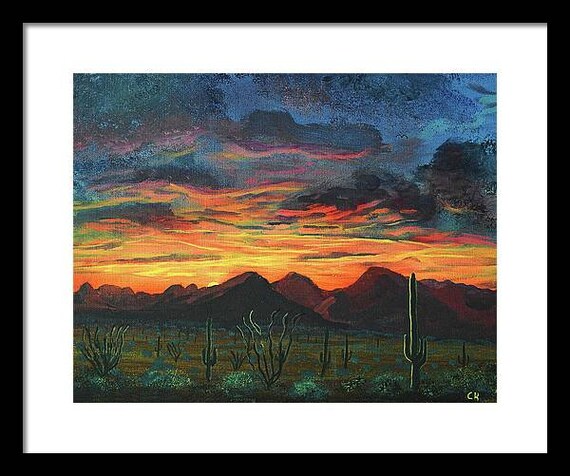Tucson Arizona Sunset Art Tucson Print Southwest Painting - Etsy