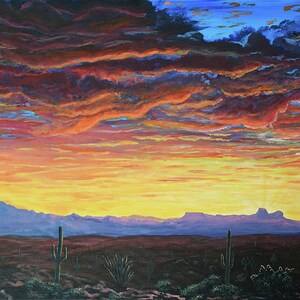 Tucson Art Print, Tucson Arizona Sunset, Arizona Sunset Painting ...