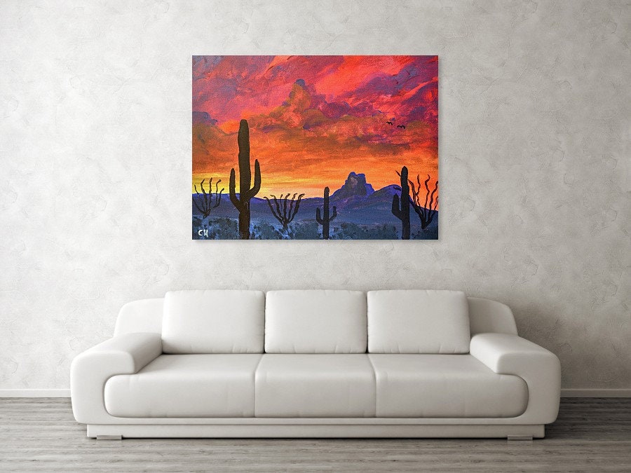 Arizona Art Print, Sonoran Desert Landscape Print, Tucson Arizona Wall ...