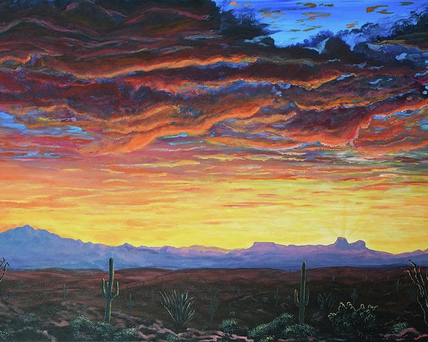Tucson Art Print, Tucson Arizona Sunset, Arizona Sunset Painting ...