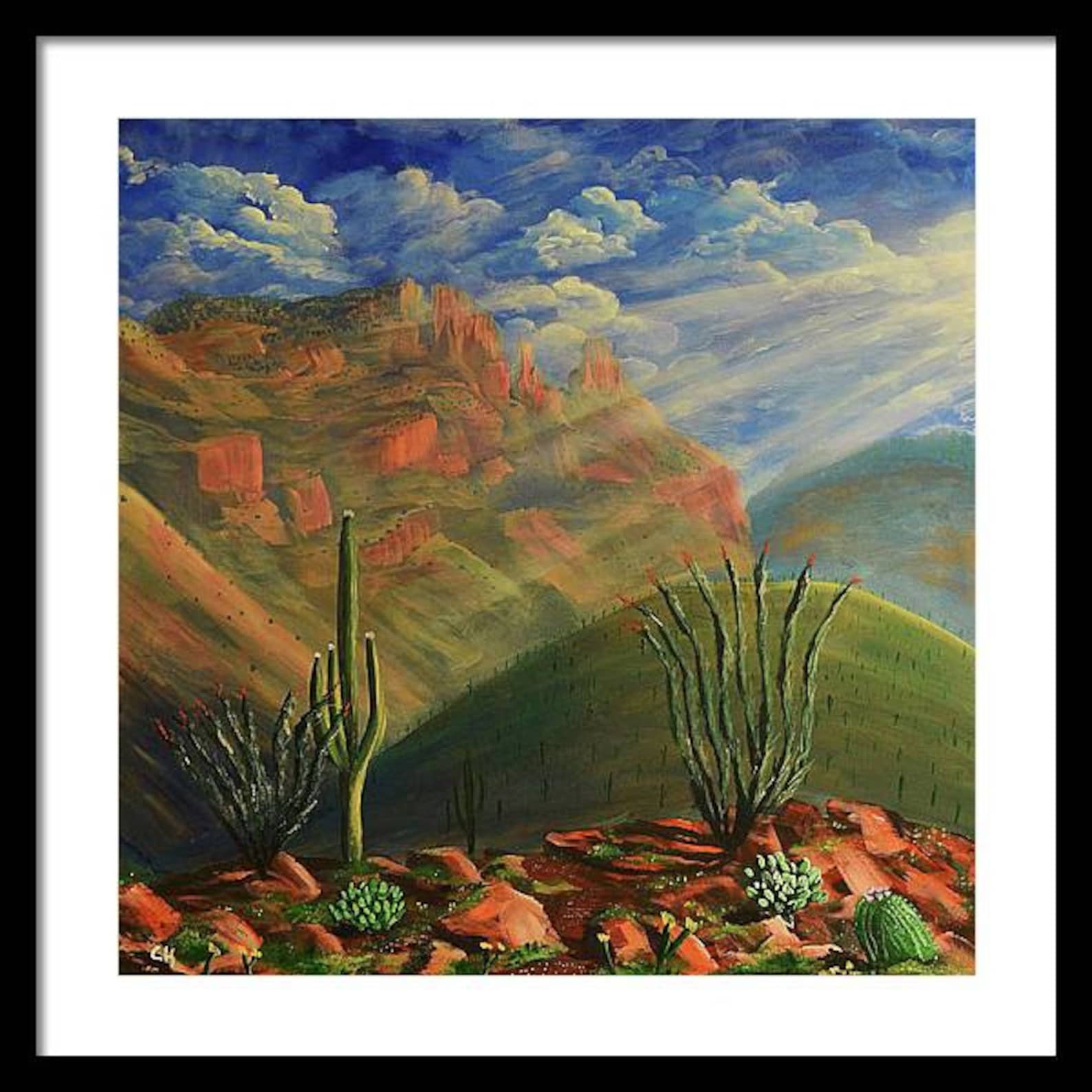 Southwest Art, Arizona Wall Decor, Finger Rock Painting, Tucson AZ ...