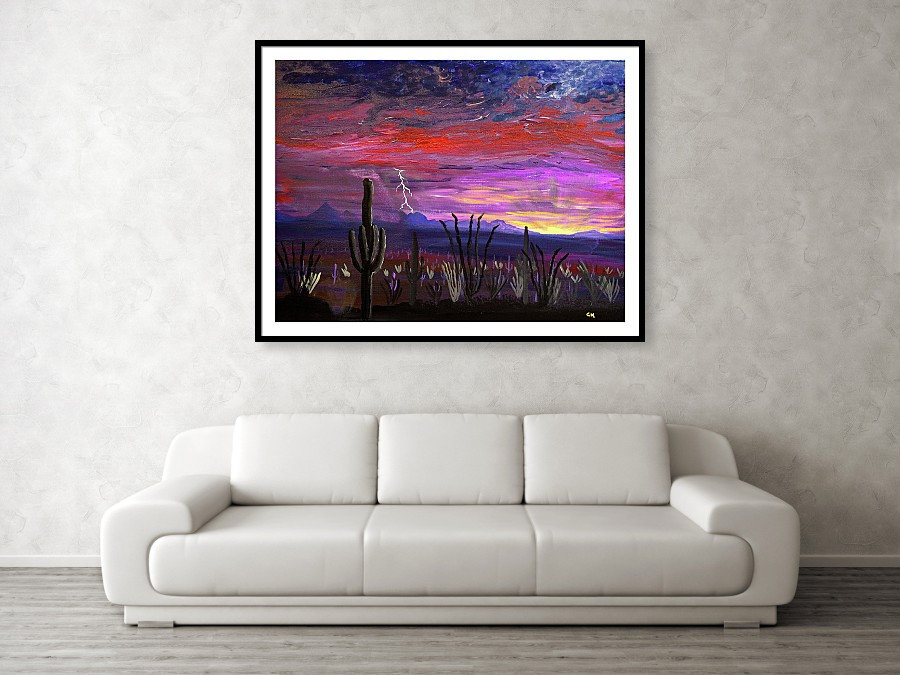 Arizona Monsoon Art Prints, Tucson Mountains, Saguaro Cactus, Sonoran ...
