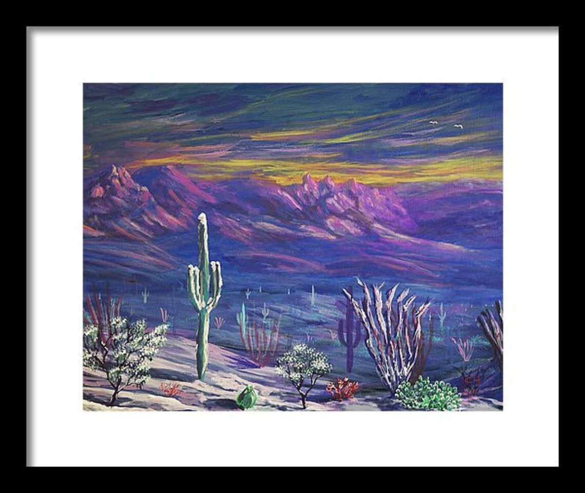 Arizona Winter Prints, Tucson Acrylic Painting, Sonoran Desert and ...