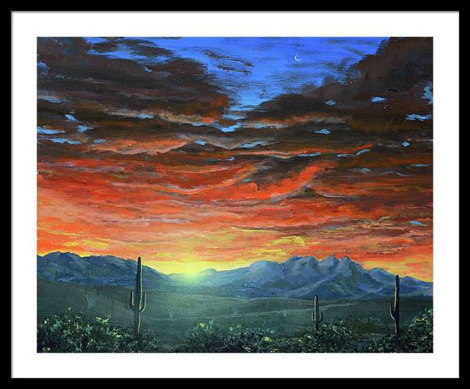 Arizona Painting Print, Southwest Sunrise, Four Peaks Print, Phoenix AZ ...