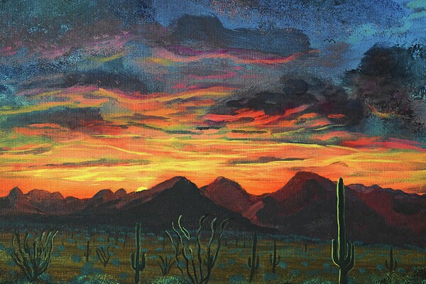 Tucson Arizona, Sunset Art, Tucson Print, Southwest Painting, Home ...