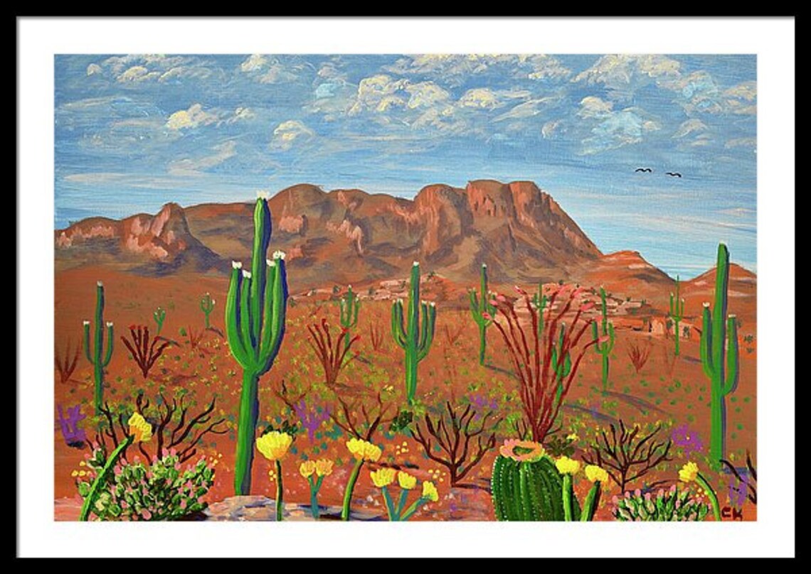 Arizona Spring Prints, Tucson Acrylic Painting, Sonoran Desert and ...