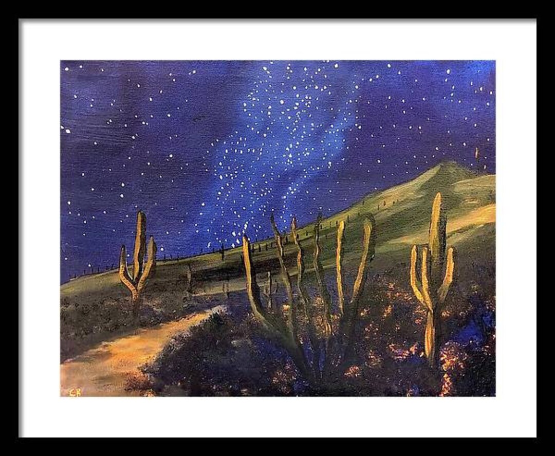 Tumamoc Hill Print, Starry Night Sky Art, Milky Way Galaxy Print ...