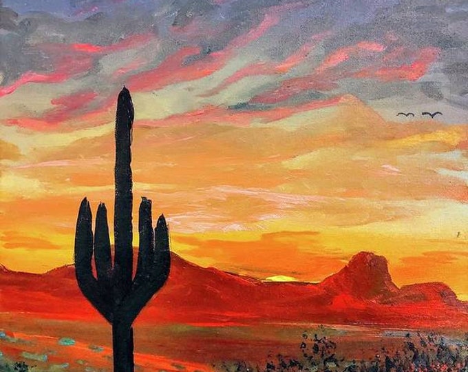 Tucson Arizona Sunset Painting, Twin Peaks, Marana AZ, Northwest Tucson ...