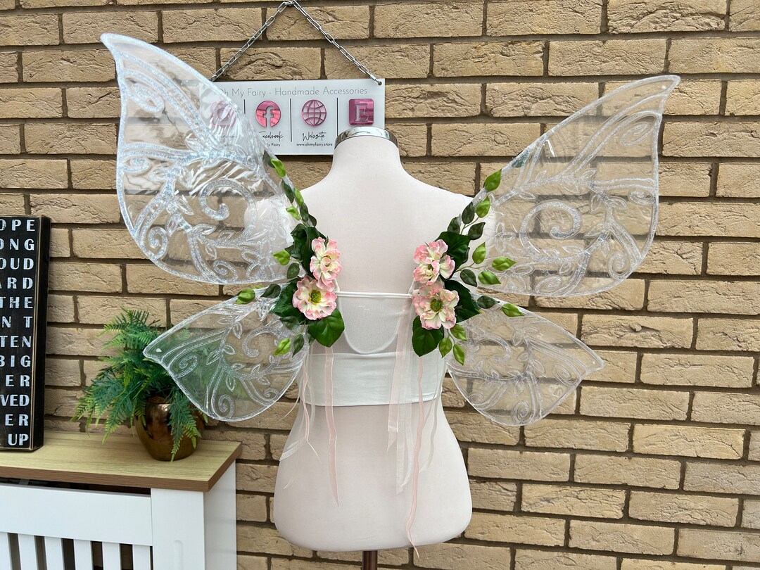 Sparkly Fairy Costume Wings With Pink Flowers and Ribbons, Photography ...