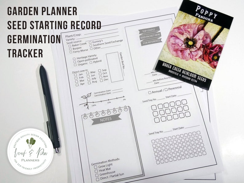 Garden Planner Seed Starting Record Germination Tracker Homestead ...