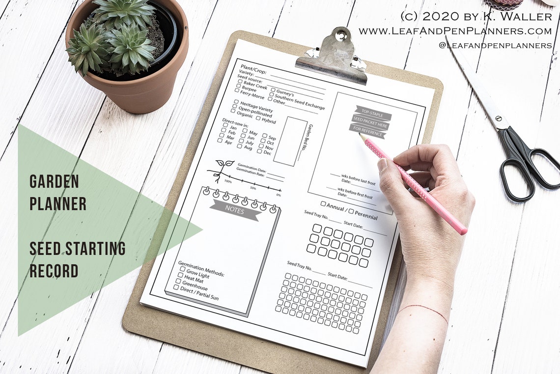 Garden Planner Seed Starting Record Germination Tracker Homestead ...