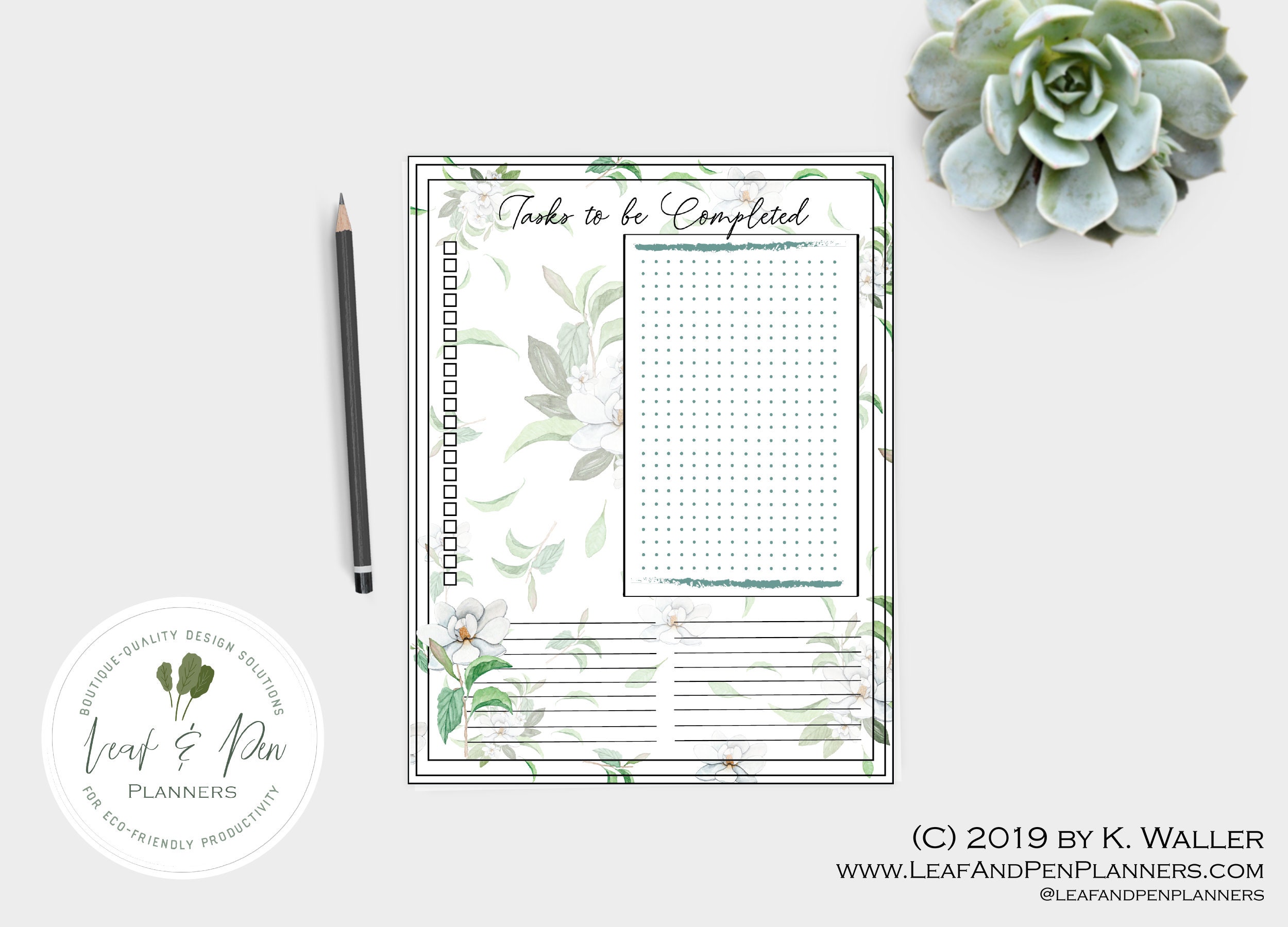 Tasks to Be Completed PRINTABLE PDF Magnolias Theme - Etsy