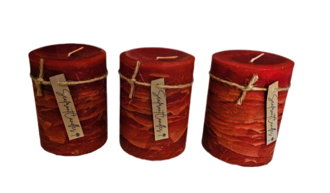 Orange Handcrafted Fall Autumn Decorative Pillar Candle L Fall Pillar ...