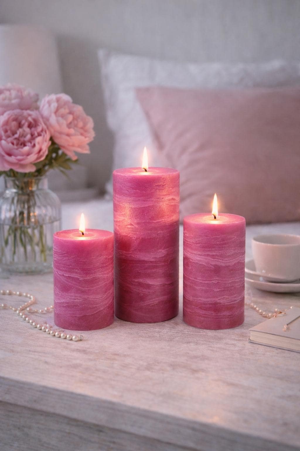 Decorative Pink Layered Pillar Candle - Etsy