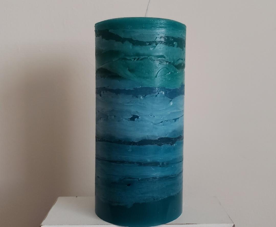 Aqua Teal Turquoise Blue Green Candle L Decorative Ocean Beach Pillar ...