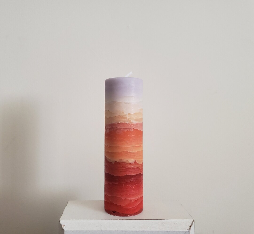 Autumn Yellow Orange Red Fall Pillar Candle Scented or Unscented L ...