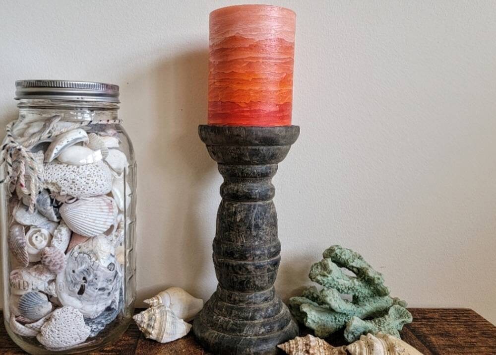 Ombre Orange Peach Pillar Candle L Orange Fall Pillar Candle - Etsy