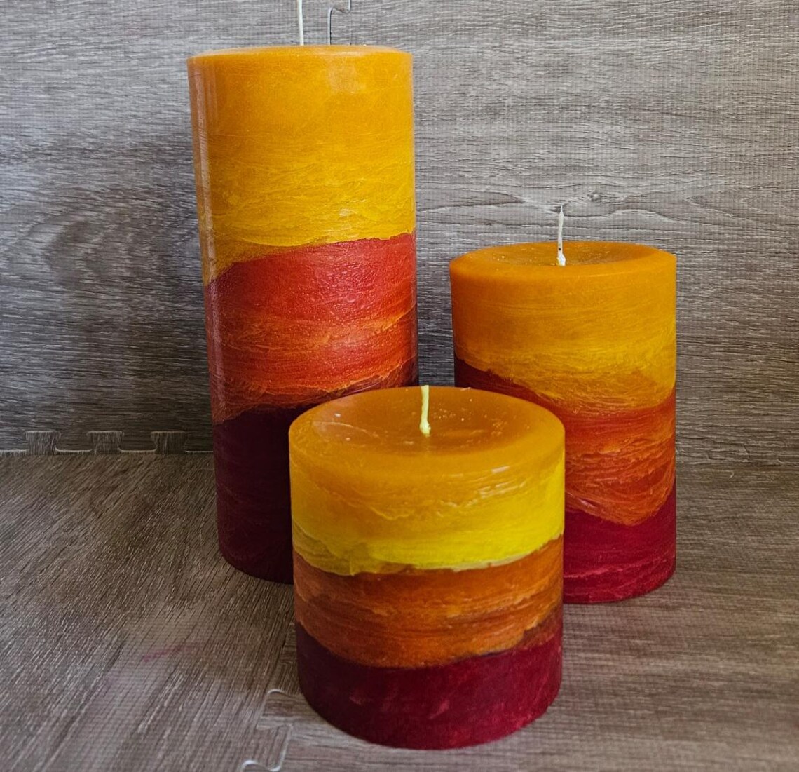 Fall Autumn Yellow Orange Red Holiday Pillar Candle - Etsy