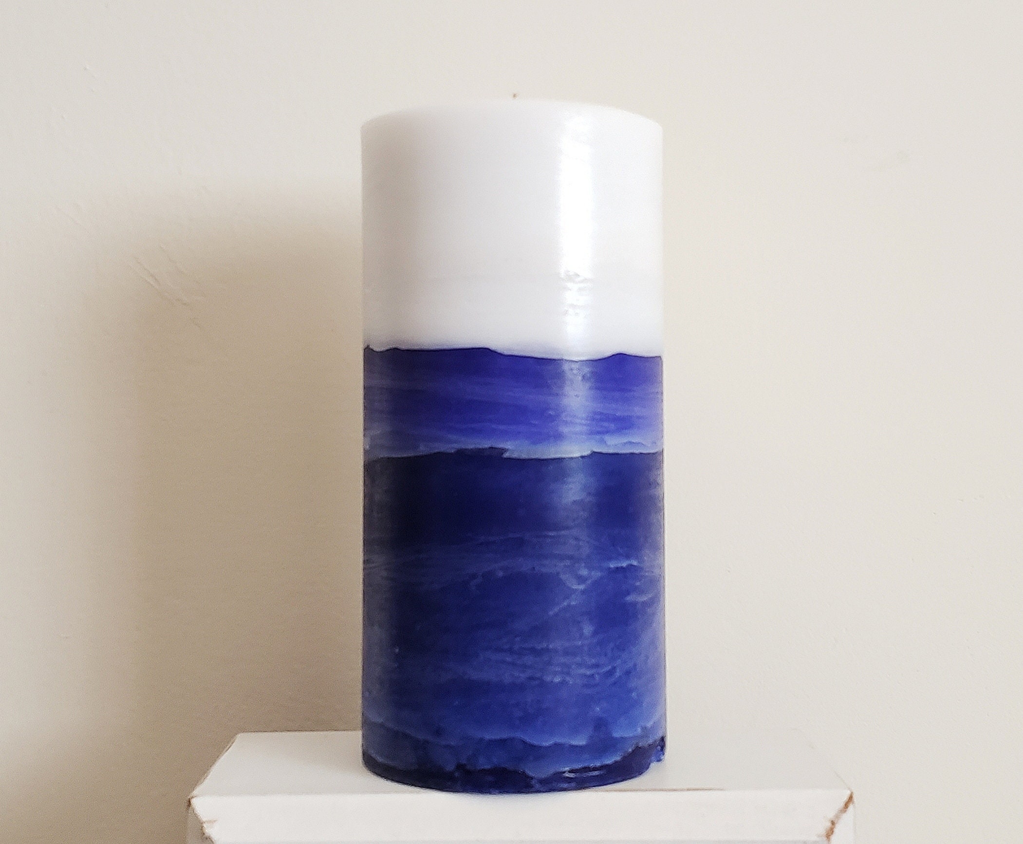 White Blue Decorative Pillar Candle L Holiday Hanukkah Pillar Candle - Etsy