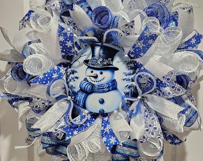 Snowman Wreath,snowman Front Door Wreath,winter Wreath,winter Wreaths ...