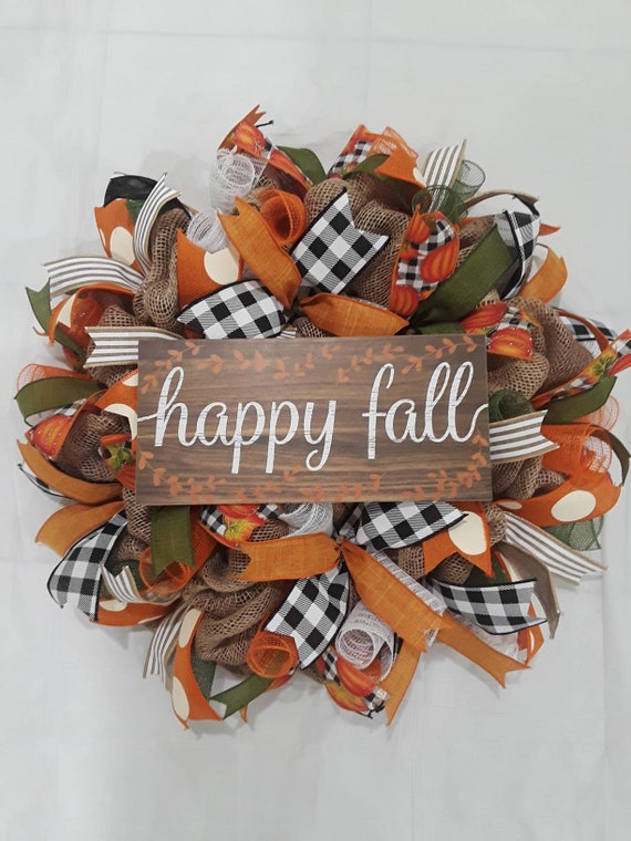 Happy Fall Wreathfall Wreathfall Wreathsautumn - Etsy