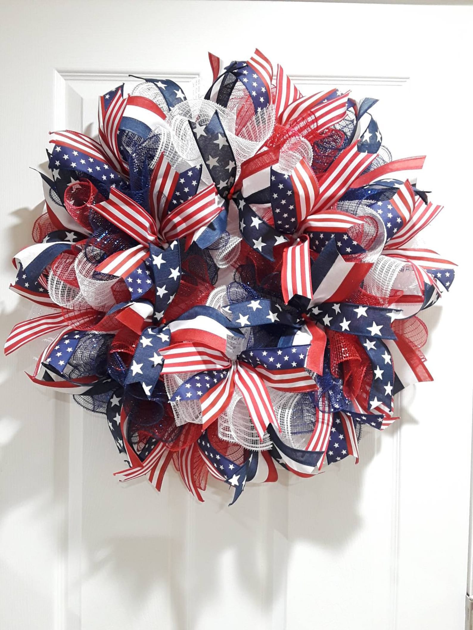Patriotic Wreathspatriotic Wreathmesh Patriotic - Etsy