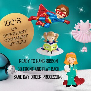 Personalized Christmas Ornament - Child Reading A Book/boy OR Girl ...