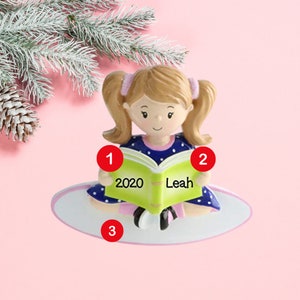 Personalized Christmas Ornament Child Reading A Book/boy OR - Etsy